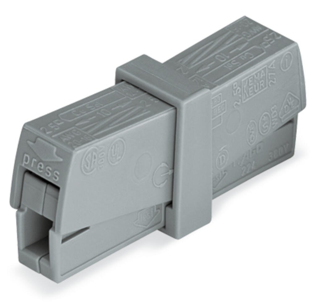 224-201 Wago Service connector push-button 224 Series 2.5 mm² , gray ...