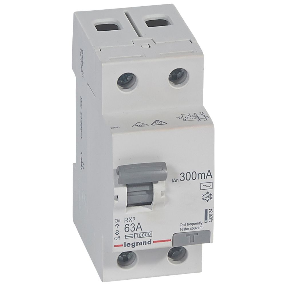 Legrand 402034 RCD RX³ 2P 63A 300mA Type AC DIN Rail — Gabby Electric
