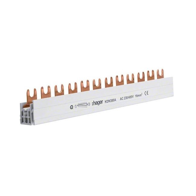 Hager KDN380A Insulated Busbar 3P 80A 16mm2 12mod — Gabby Electric