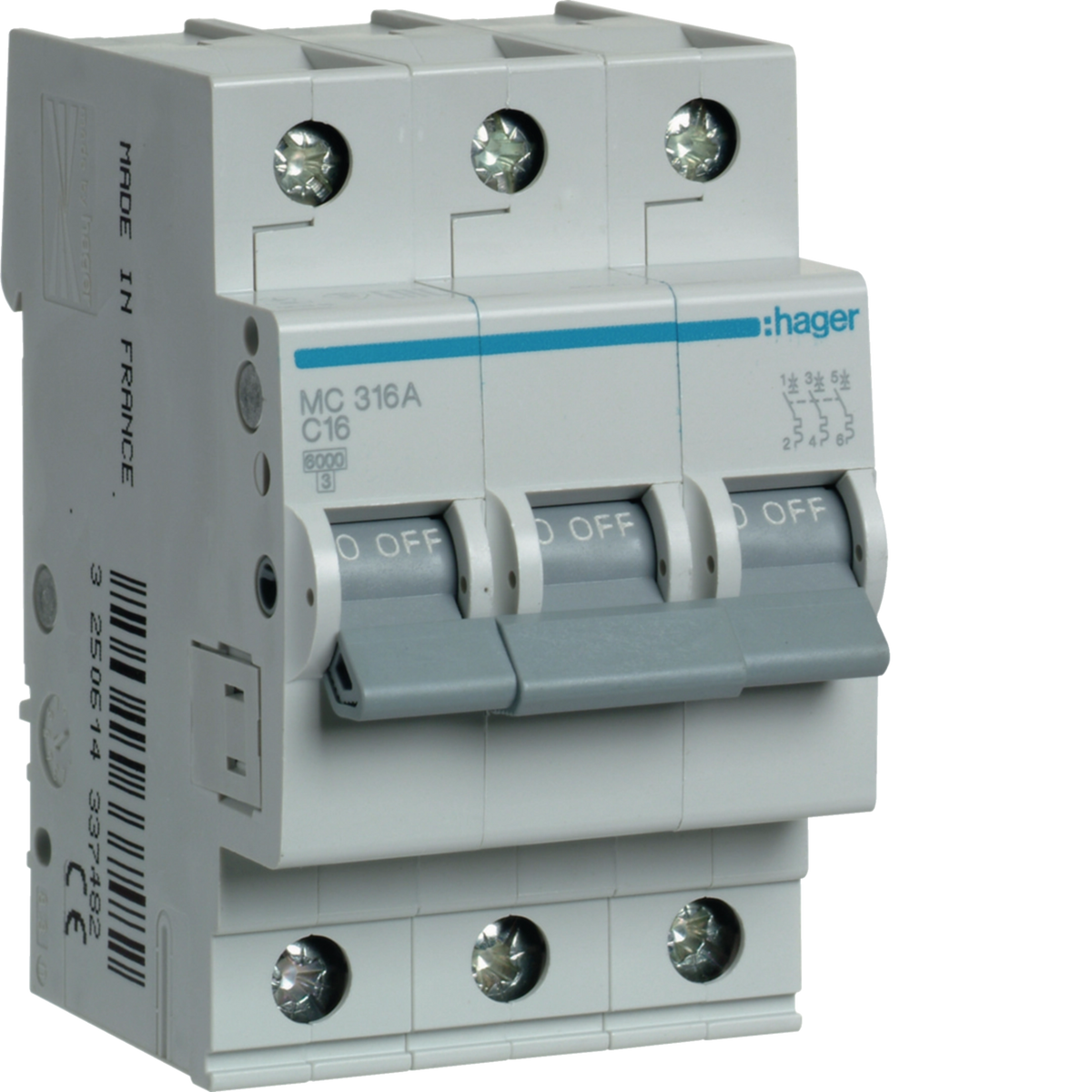 Hager MC313A MCB 3P 13 A C Curve 6kA DIN Rail — Gabby Electric