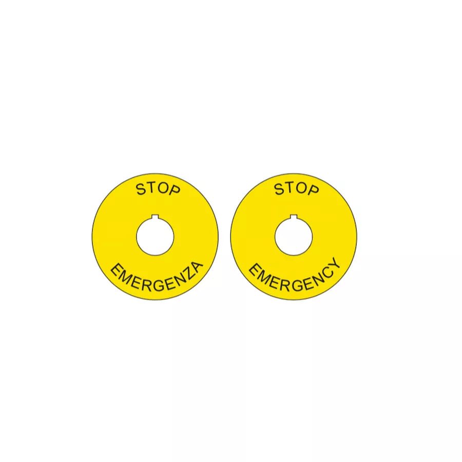 Giovenzana PTE/A Emergency Stop Ring 60mm Yellow Aluminium Label ...