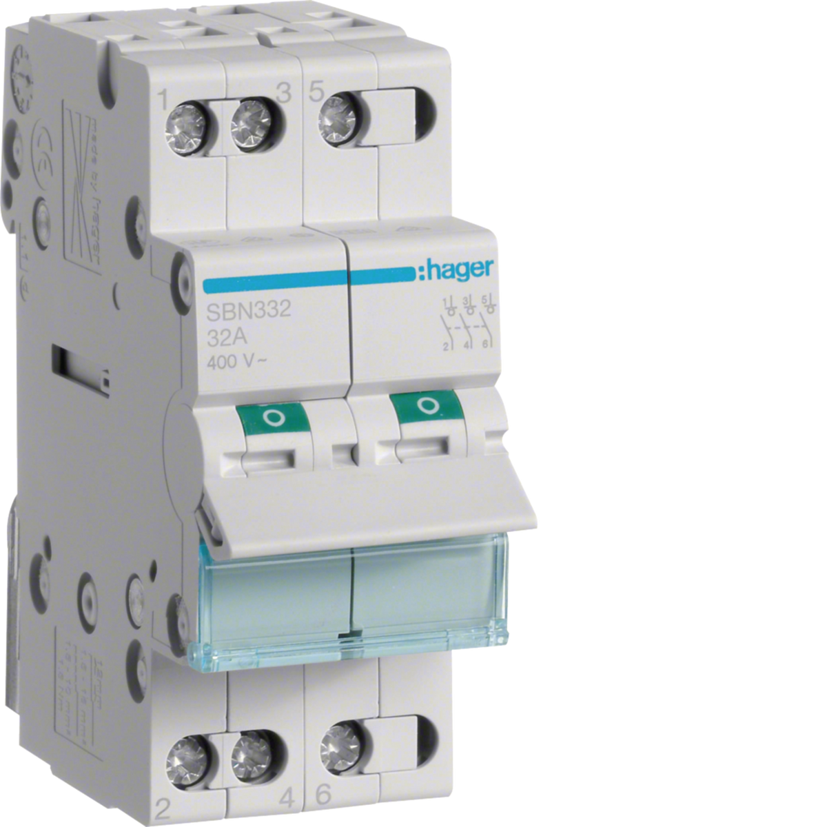 Hager SBN332 SBN Load Break Switch 3P 32 A DIN Rail — Gabby Electric